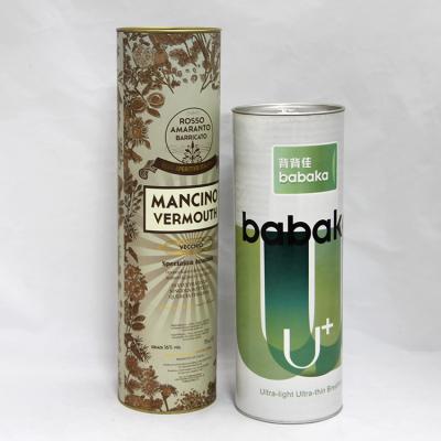 China Customised Movable Tin Lid silver stamping Kraft Paper Tube Packaging , Wine Bottle paper cans for sale
