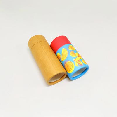 China Push Up Brown Kraft Lip Balm Paper Tube Deodorant Stick Packaging Cylider for sale