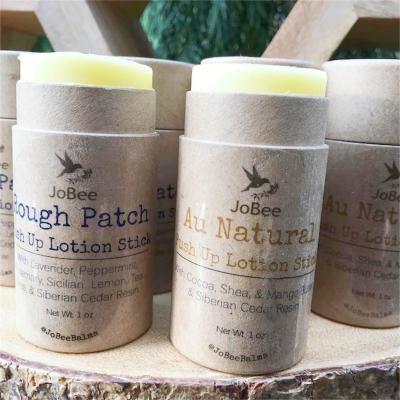 China Push Up Brown Kraft Lip Balm Paper Tube Deodorant Stick Packaging Cylider for sale