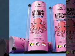 push up sushi paper tube with soy sauce