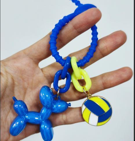 Quality GUGEER Silicone Tie Bag Charms Jelly Balloon Dog Design Keychain for Women,Volleyball Charms,Volleyball Keychains for sale