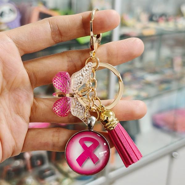 Quality GUGEER Letter Keychain, pink Butterfly Keychain Cute Resin, Initial Keychain Backpack Charms, Breast Cancer Bag Charms  for Women, Girls for sale