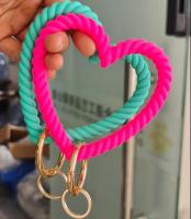 Quality GUGEER Heart Key Chain, Silicon Wristlet Keychain Bangle Keyring Bracelet Holder for sale