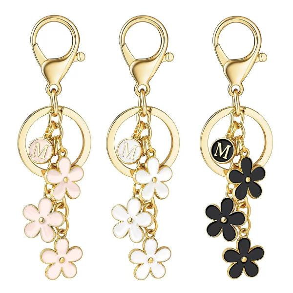 Quality GUGEER Cute Flower Initial Letter Keychain for Women, Flower Charms, Bag & Purse Charms for Handbags & Backpacks Accessories for sale