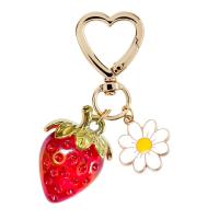 Quality GUGEER Cute Strawberry Keychain,Bag Charms,Kawaii Heart Flower Daisy Key chains for sale
