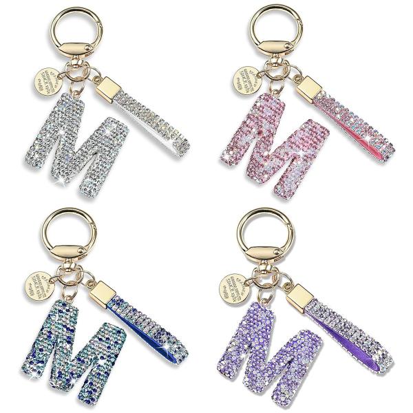 Quality GUGEER Rhinestone Letter A-Z Keychain for Women Bag Charms Purse Charms For Handbags Metal Alphabet Initial Letter Keychain for sale