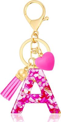 China GUGEER Initial Keychains for Women with Cute Heart Resin - Alphabet Letter Keychain for Bag, Backpacks, Purse or Car key for sale