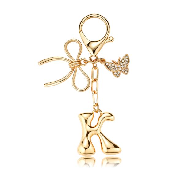 Quality GUGEER Minimalist Initial Letter Keychain Cute Monogram Key Ring Gift for Friends Family for sale