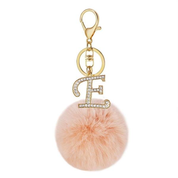 Quality GUGEER Initial Letter Keychain Personalized Monogram Key Ring,Pom Keychain Birthday Gift for Women Men Friends for sale