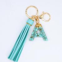 Quality GUGEER Initial Letter Keychain Cute Resin with 2 PU Tassel, Letter Keychain for for sale