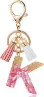 Quality GUGEER Letter Keychain Charm Colorful Resin Initial Keychain with Double PU for sale