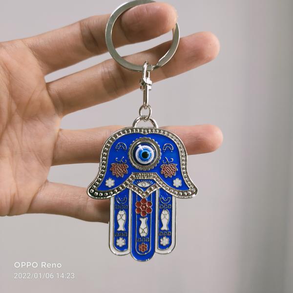 Quality GUGEER Hanging Hand of Fatima Blue with Turkish Eye Decorative Door and Window Amulet Protector for Home Ornament and Practical for Wall and Office for sale