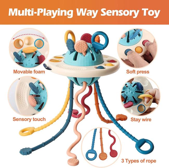 silicone pull string activity toy