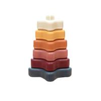 China Food Grade Silicone Stacking Tower 6 Piece Baby Teether Toy BPA Free 95mm for sale