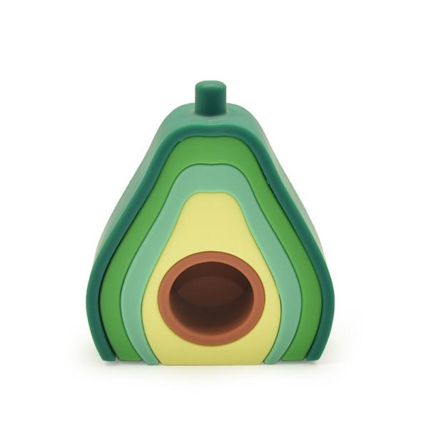 Quality Baby Building Play With Avocado Shape Montessori Toys Silicone Stacking Blocks for sale