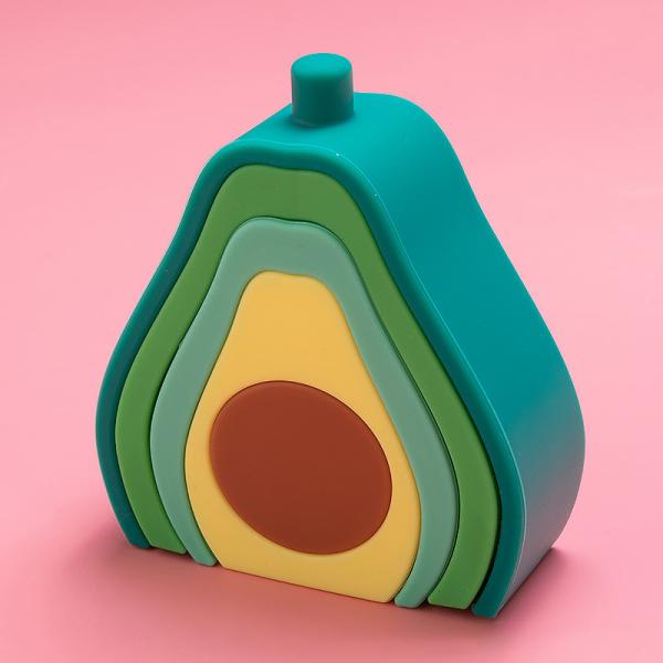 Quality Baby Building Play With Avocado Shape Montessori Toys Silicone Stacking Blocks for sale