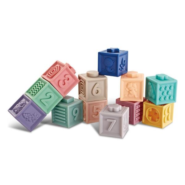 Quality Kids Stacking Toy Puzzle Educational Baby Hard Silicone Building Blocks for sale