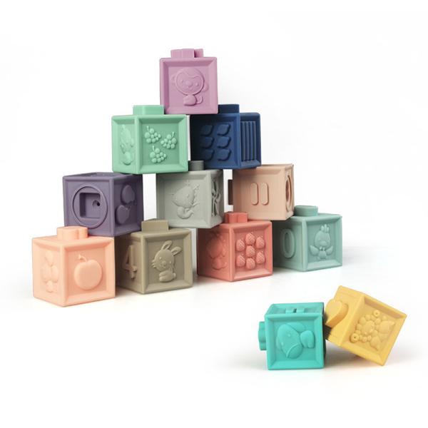 Quality Kids Stacking Toy Puzzle Educational Baby Hard Silicone Building Blocks for sale