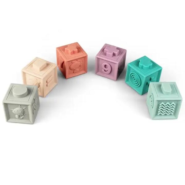 Quality Kids Stacking Toy Puzzle Educational Baby Hard Silicone Building Blocks for sale