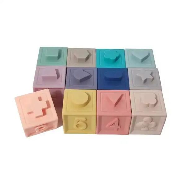 Quality Kids Stacking Toy Puzzle Educational Baby Hard Silicone Building Blocks for sale