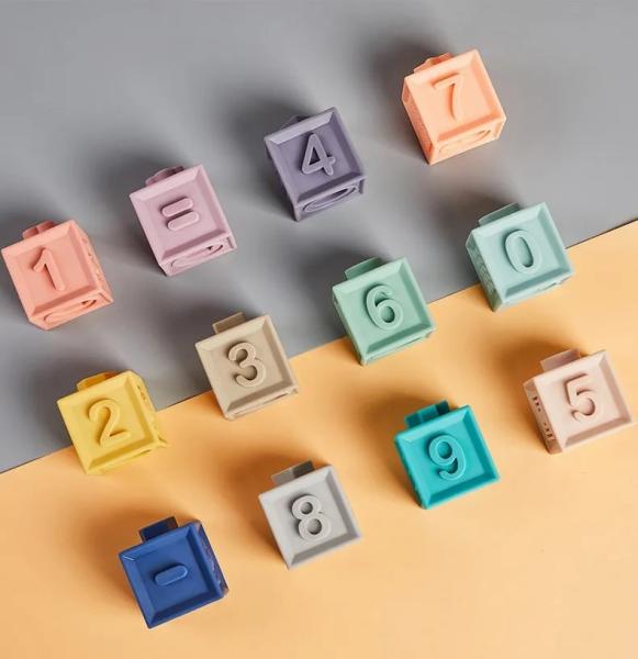 Quality Kids Stacking Toy Puzzle Educational Baby Hard Silicone Building Blocks for sale