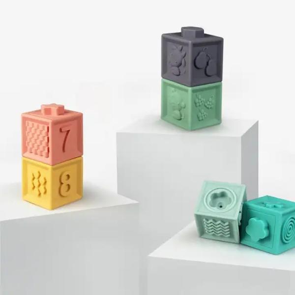 Quality Kids Stacking Toy Puzzle Educational Baby Hard Silicone Building Blocks for sale