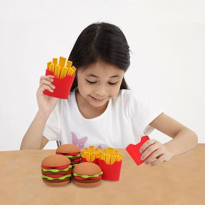 Quality Kids Toy Baby Soft Sensory Hamburger and Fries Educational Silicone Building for sale
