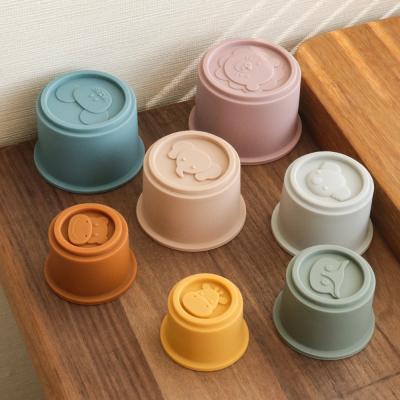 Cina Montessori Educativo Bambini Modello Giocattoli Animali Tazze di Silicone in vendita