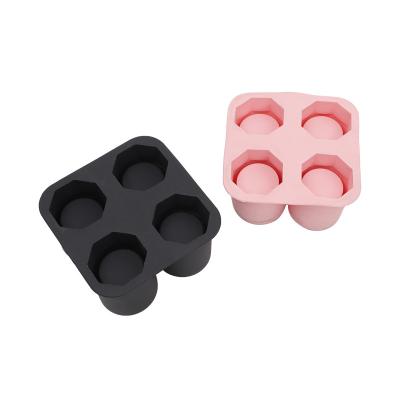 China 4 Cubes Flexible With Spill-resistant For Cocktail Whisky Silicone Ice Cube Tray for sale