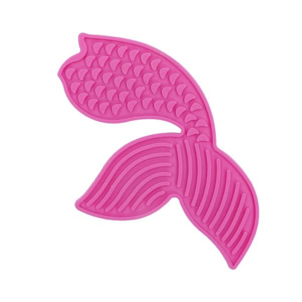 Quality Color Cleaner Make Up Brushes Silicon Mat Fishtail Makeup Brush Cleaning Pad for sale