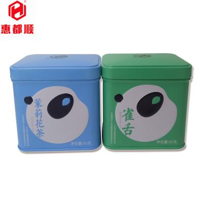 China 50g Food Grade Packaging Small Rectangular Metal Square Tea Tin Box for sale