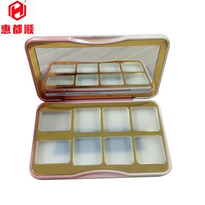 China Makeup Custom Logo Rectangular Metal Empty Eyeshadow Palette with hinge Lid ，8 color eyeshadow tin box for sale