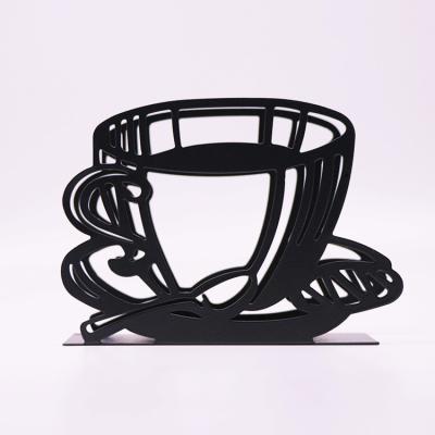 Cina Supporti del tovagliolo di carta di forma della tazza di caffè nero del supporto del tovagliolo del metallo della cena 15 x 4 x 10cm in vendita