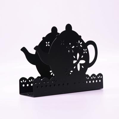 Cina Supporti del tovagliolo di carta di forma della tazza di caffè nero del supporto del tovagliolo del metallo della cena 15 x 4 x 10cm in vendita