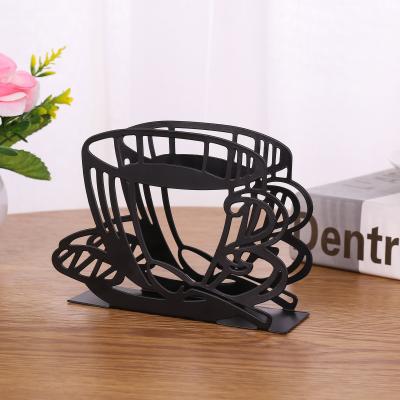 Cina Stoccaggio decorativo moderno del supporto del tovagliolo del metallo di forma della tazza di caffè inossidabile in vendita