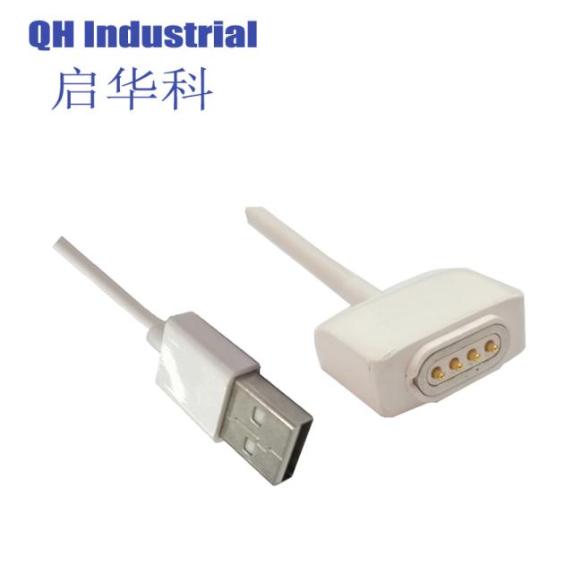 4Pin White Black LED Strip LCD OLED MP4 MP5 Scanner Smart Device Magnetic USB Cable Charging Power Connector