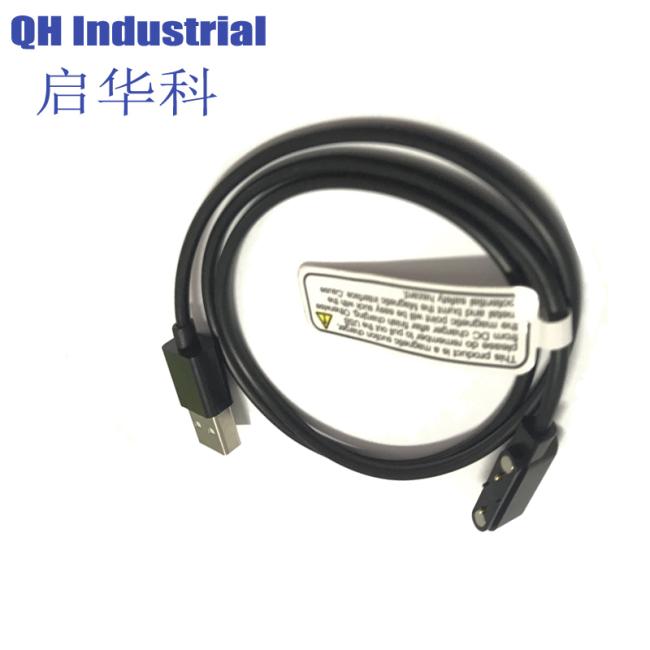 2Pin 10.2mm Pitch Ni Plated Mobile Phone Battery Right Angle Type Spring Load Pin Magnetic Charging Connectors