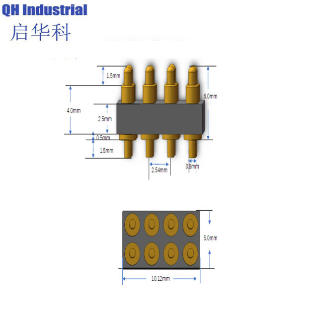 8Pin United Emirates Mp4 Mp5 Connector spring loaded pin Magnetic Connector Magnetic spring loaded pin Charger