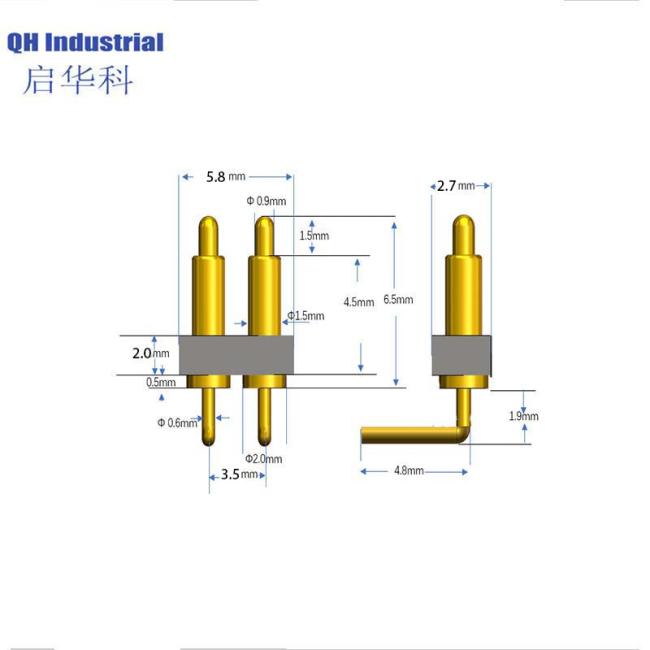 2Pin 3.5mm Pitch 2.3mm height Chile Led Connector 4Pin spring loaded pin Magnetic Connector spring loaded pin Header