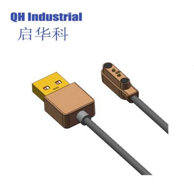 China Magnetic Connector Smart Watch Magnet Pogo Pin Charger Cable Fast Charging 2 Pin 4.0mm 12V IP67 Usb Printer Cable for sale