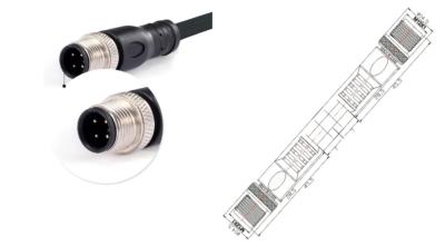 China M12-Steckverbinder, A-Codierung, 4-polig, geschirmt, Kabel, wasserdicht IP67, M12, 4-polig, gerade, Stecker, Buchse, umspritztes Kabel zu verkaufen