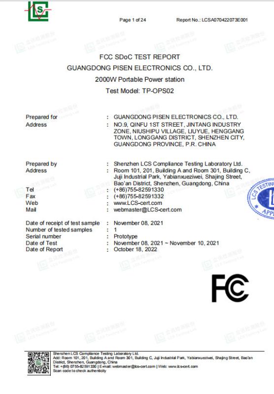 FCC - E-Panda New Energy Co., Ltd.