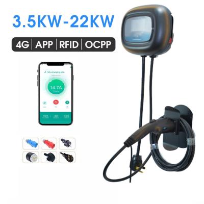 Cina caricatore fissato al muro di carico di Wallbox Ev del mucchio di CA di 3kw 7kw 11kw 22kw in vendita