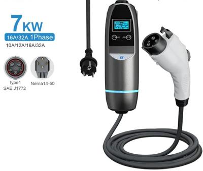 Cina Caricatore portatile materiale del PC EV dell'ABS con il tipo 1 di 0.5mΩMax 16A 32A 40A in vendita