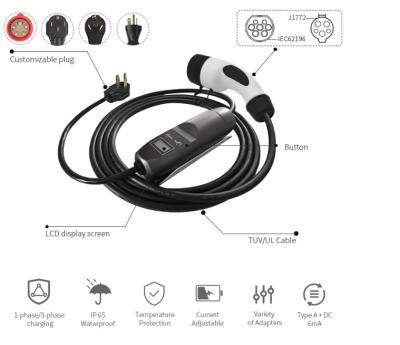 Cina 7kw tipo - 2 caricatore del portatile EV con 0.5mΩ Max Contact Impedance, cavo elettrico in vendita
