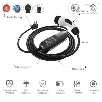 Cina tipo di 7kw 32a - 2 caricatore portatile di Ev dell'automobile dello schermo del Livello 2 OLCD per Wuling in vendita