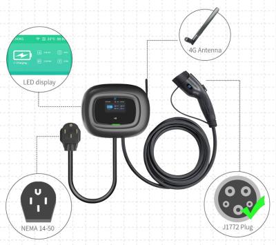 Cina Caricatore 7kw EVSE Wallbox 40A 32A dell'automobile elettrica della spina di Sae J1772 Nema14-50 di tipo 1 in vendita