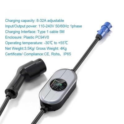 Cina Evse 32A 7.2KW 3.5kw LED Tipo 2 caricabatterie per auto elettriche Livello 2 caricabatterie per veicoli elettrici Caricabatterie per veicoli elettrici portatili in vendita