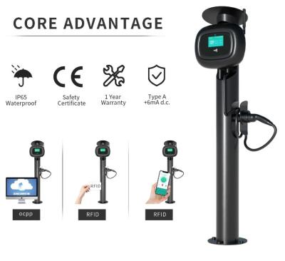 China OEM 3.7KW-22KW ac wallbox ev auto oplaadstapel met Type 1 of Type 2 Plug-in vloeroplaadstations Te koop
