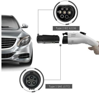 China SAE j1772 tot en met IEC62196EV Type 1 tot en met Type 2 Adapter Charging Connector Te koop